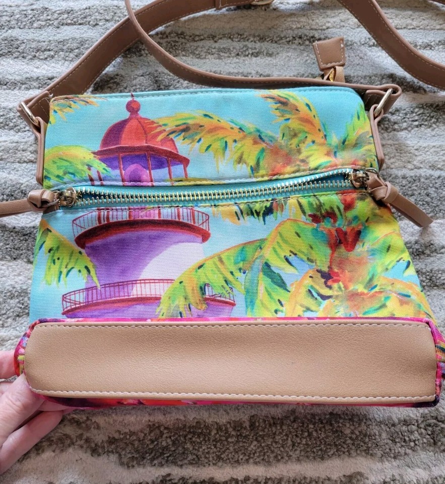 Ellen Negley Canvas Tropical Lighthouse Vibrant Colors Crossbody ...