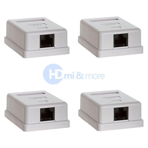 4x Single Hole Cat 6 Surface Mount Box Keystone Jack Cat6 Jack 1 Port ...