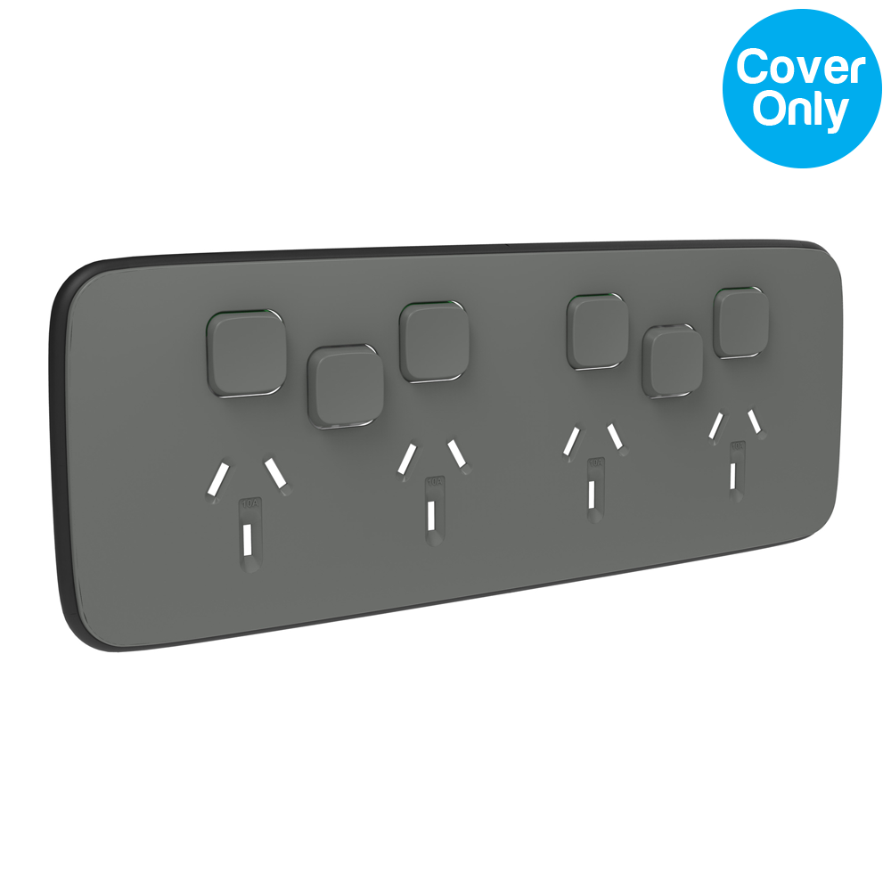 Clipsal Iconic Essence Quad Powerpoint + Extra Switch Skin Ash Grey | eBay