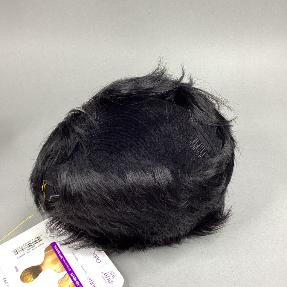 Nehye #1 Jet Black Swoop Tapered Tapered 100% Human Hair Wig Adjustable ...