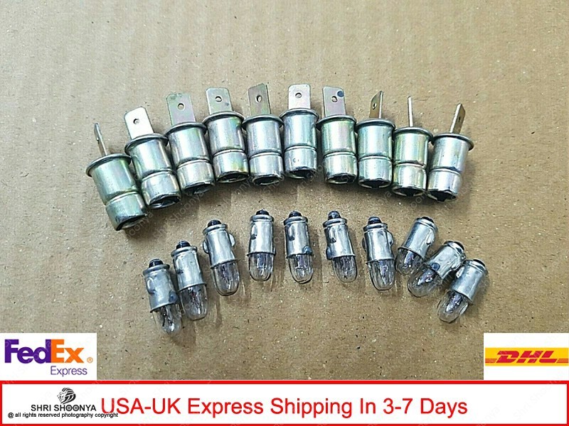 BA7 Bulb & Holder 10 Pack Parking Turn Pilot Spedo Meter Bulbs 12 Volt ...