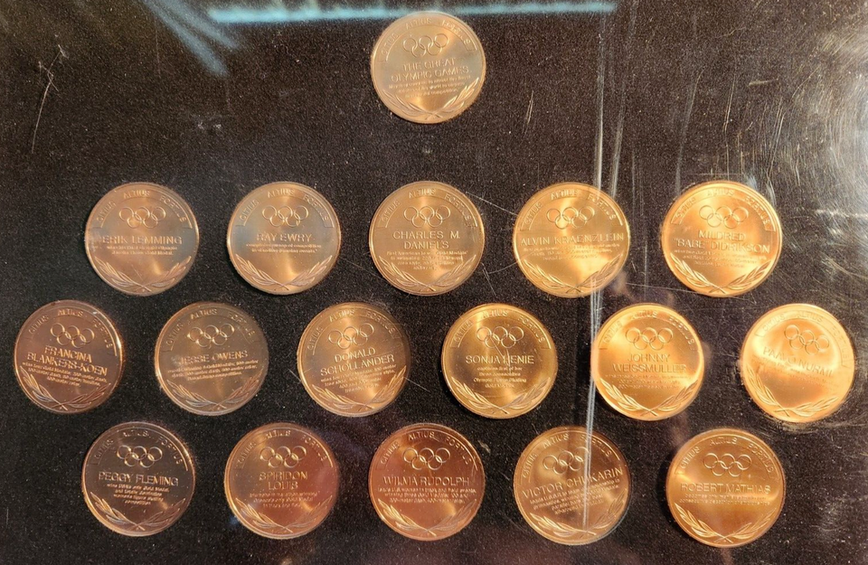 GREAT OLYMPIC MOMENTS 17 BRONZE BRASS COINS LOT | eBay