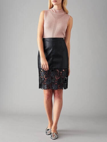 Darling London Suki Faux Leather Fitted Skirt Black UK 10 rrp £75 DH9 ...