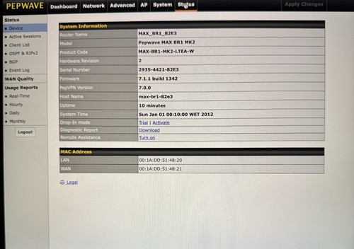 Used Pepwave MAX BR1 MK2 LTEA with GPS Antenna | eBay