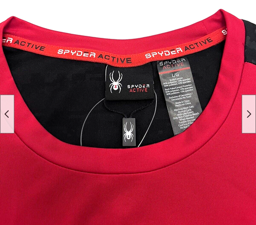 Spyder Active Shirt T-Shirt Men's L Red Black Spider Logo Short Sleeve ...