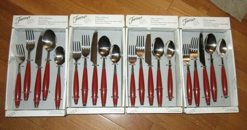 4/ 5PC FIESTA RED PAPRIKA FLATWARE SILVERWARE CUTLERY SET FIESTAWARE ...