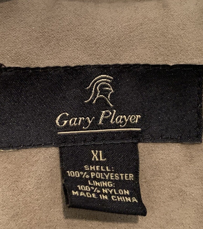 GARY PLAYER Jacket Mens XL Brown Full Zip Micro Suede Bomber Zip Slant ...