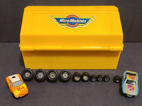 MICRO MACHINES - Yellow TOOLBOX Pit Kit. 2 Cars & Some Tires ...