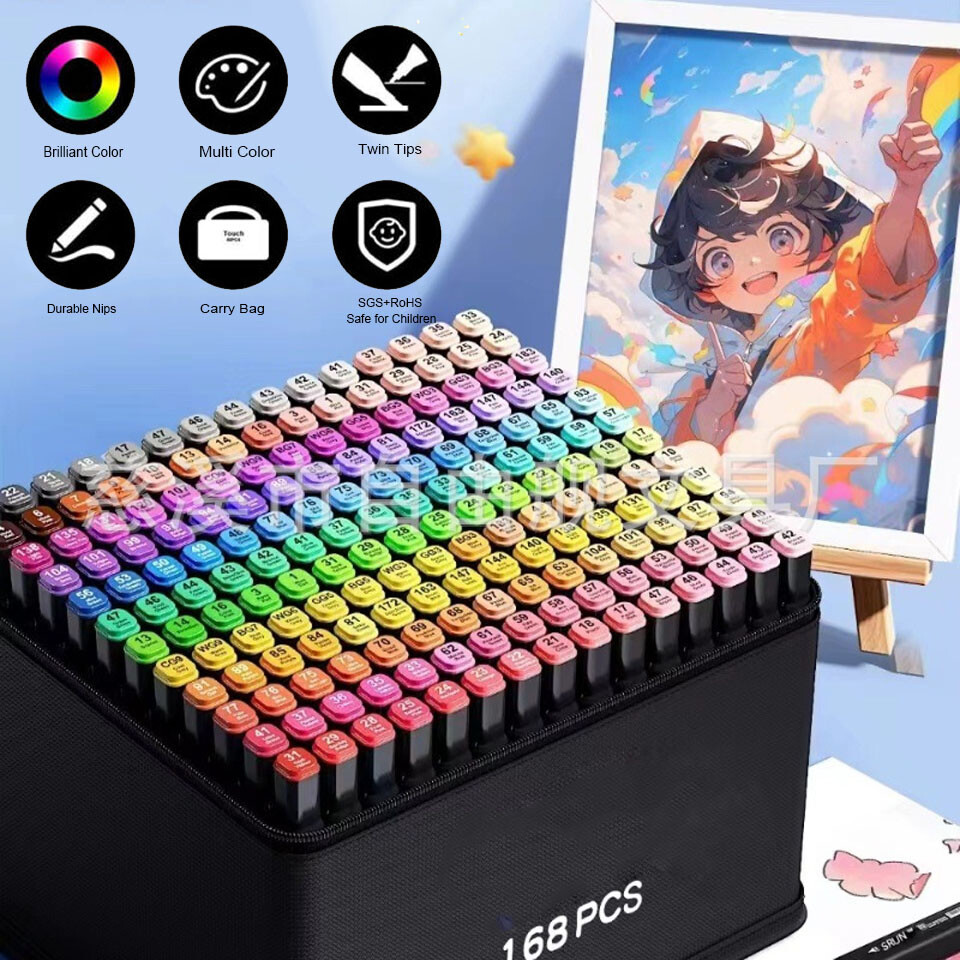 Dual Tip Markers 168pc Set - Fine Broad Felt Coloring Pens All Ages ...