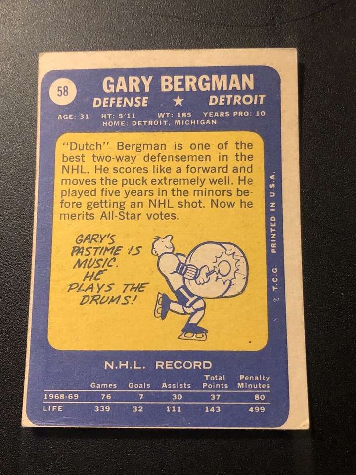 1969-70 Topps Gary Bergman #58 EX | eBay