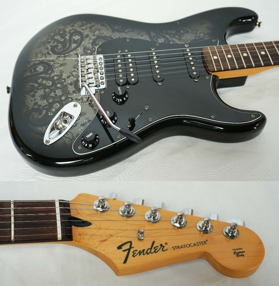 2012 Fender Mexico Ltd Ed Stratocaster HSS Black Paisley Paint Crack on ...