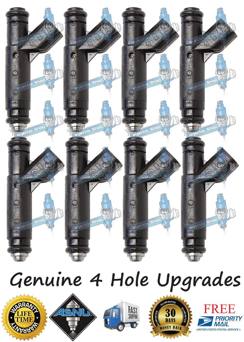 Reman 4 Hole Upgrade 100% Genuine 8x Fuel Injectors Jeep Dodge 4.7L 5 ...