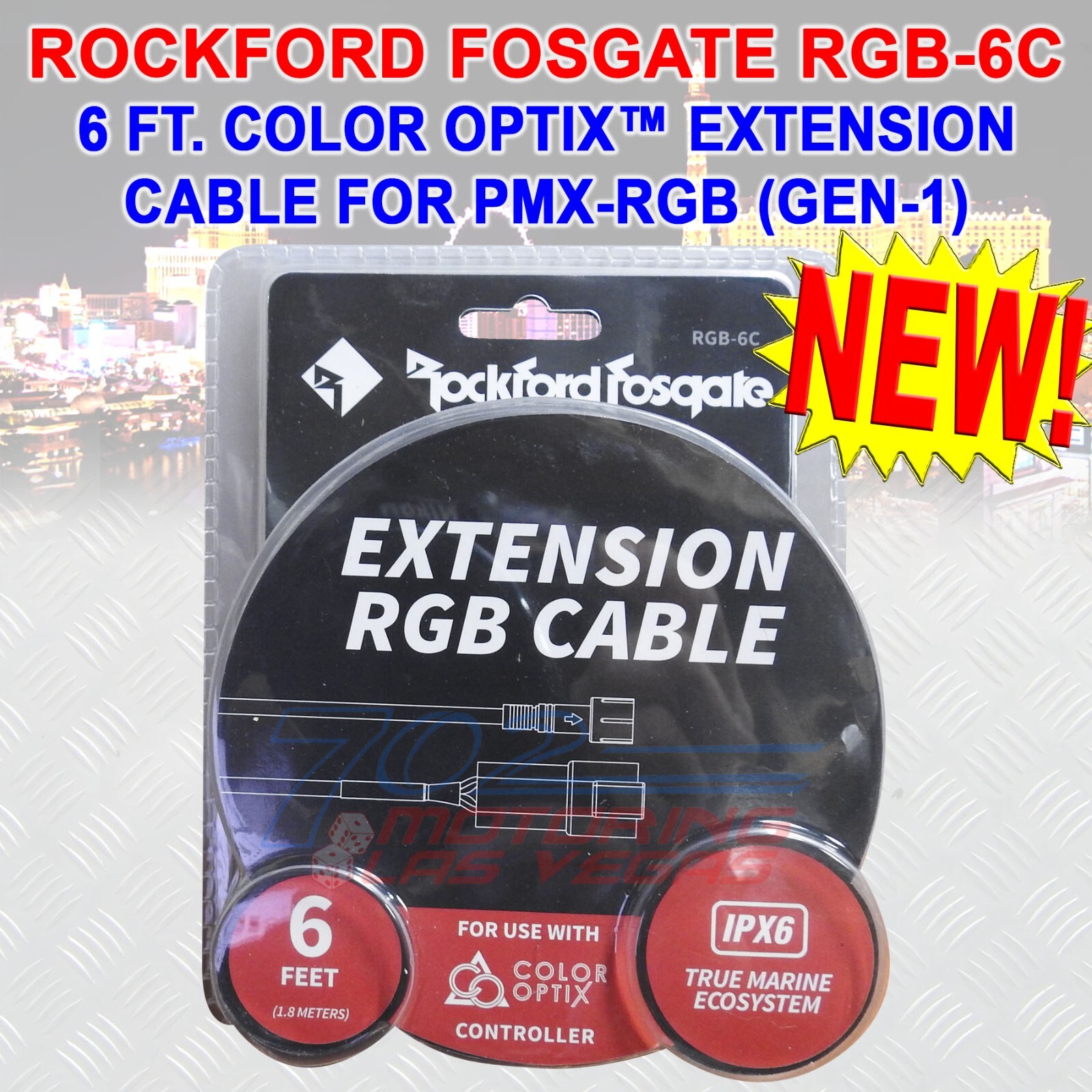ROCKFORD FOSGATE RGB-6C 6FT COLOR OPTIX EXTENSION CABLE FOR PMX-RGB ...