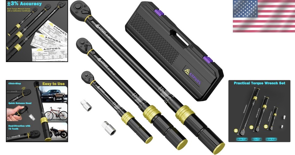 High Precision Torque Wrench Set - 5 Pcs with Easy Lock Mechanism and ...