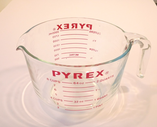 Pyrex 8 Cup 2 Qt 64oz Glass Measuring Cup Spout Handle Vintage Made in ...
