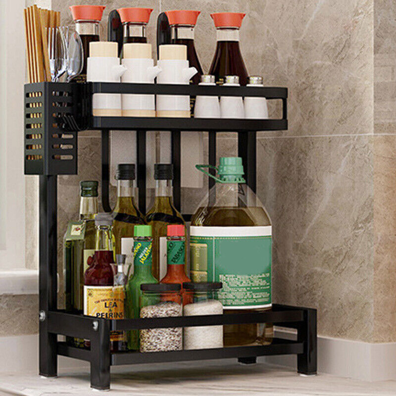 2 Tiers Stainless Steel Spice Rack Organizer Storage Kitchen Countertop ...
