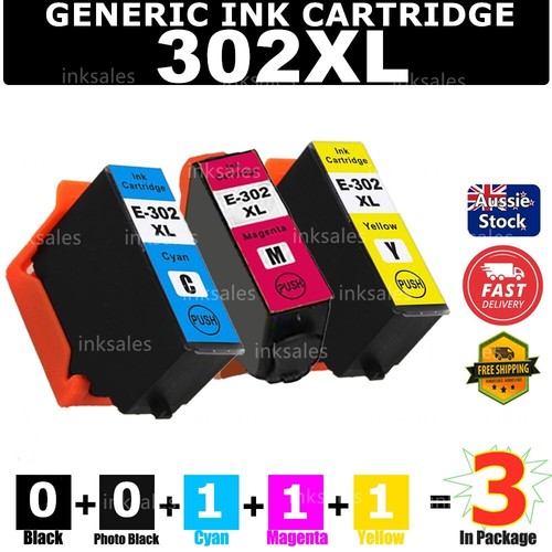 3x 302XL 302 XL Colour Generic Ink Cartridge For Epson XP-6000 XP-6100 ...