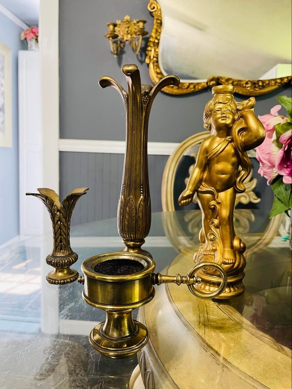 Set of Vintage Cast Metal Figural Lamp Spacers Column. | eBay