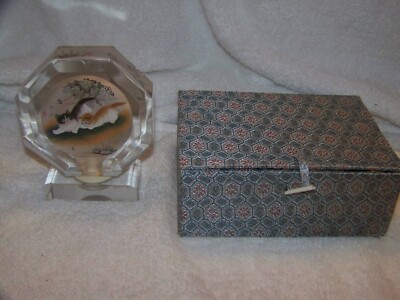 Beautiful Heavy Glass Chinese Reverse Painted Cats, 2 Sides Bottle w ...