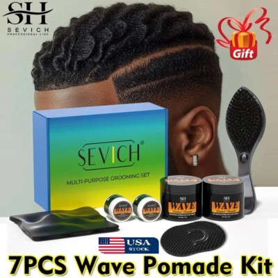 7pcs/Set Wave Pomade Kit 360 Deep Waves Control Strong Hold Wavy Hair ...