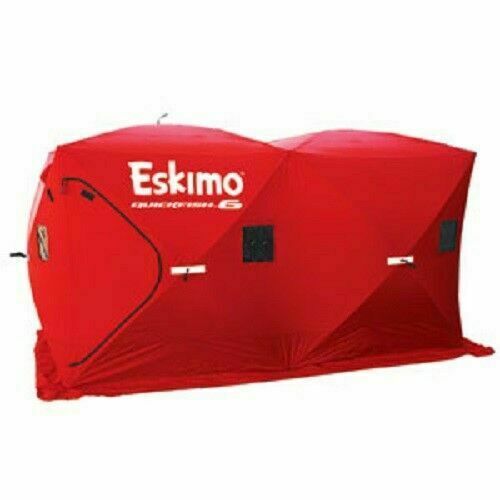Eskimo 69149 Quickfish 6 Person Portable Ice Fishing Shelter - Red for ...