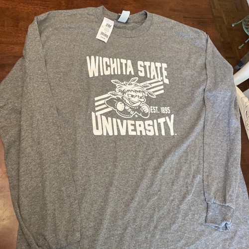 Wichita State WSU Shockers Long Sleeve T-Shirt Tee Mens XL Graphite ...