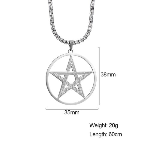 Pentagram Necklace for Men Stainless Steel Box Chain Talisman Amulet ...