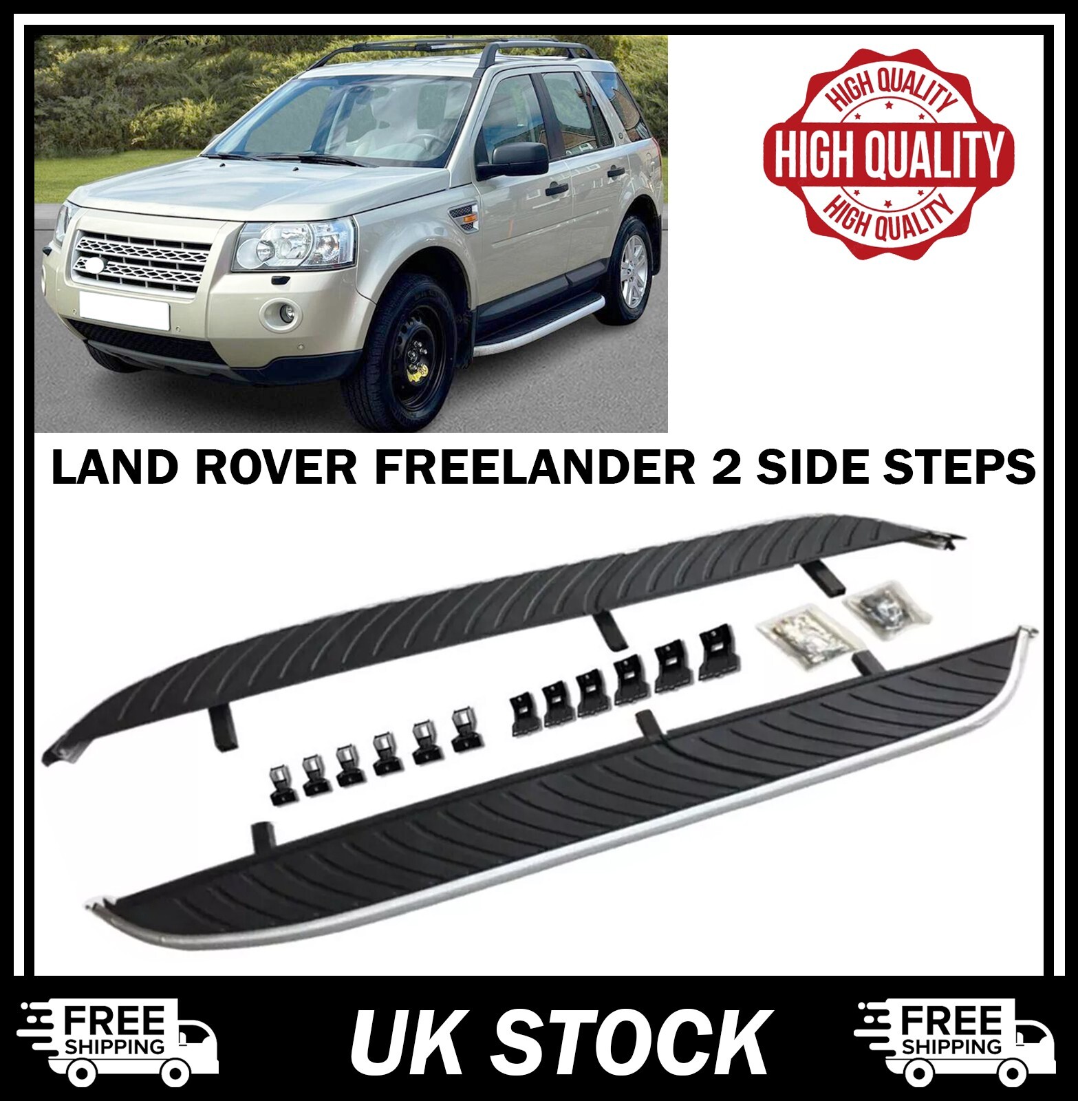 FOR LAND ROVER FREELANDER 2 L359 SIDE STEPS RUNNING BOARDS OEM STYLE ...