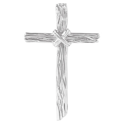 Large 14K White Gold Wood Grain Cross Pendant for Men | eBay