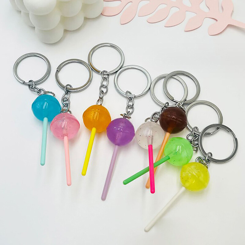 1PCS Simulation Lollipop Keychain Transparent Luminous Resin ...