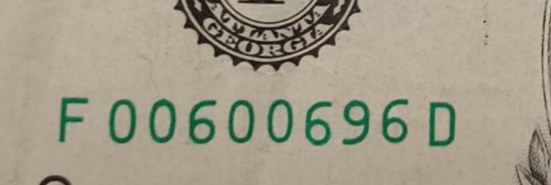 Trinary Rotator Fancy Serial Number 1 Dollar Bill F00600696D Repeater ...
