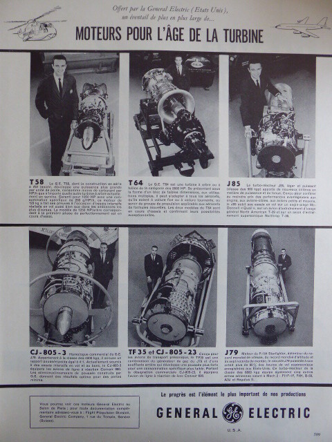 3/1959 PUB GENERAL ELECTRIC ENGINE T58 T64 J85 J79 CJ-805-3 TF35 FRENCH ...