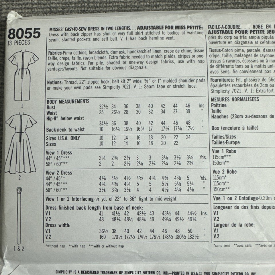 Simplicity Cathy Hardwick Pattern, #8055, Size 10, Misses Dress In 2 ...