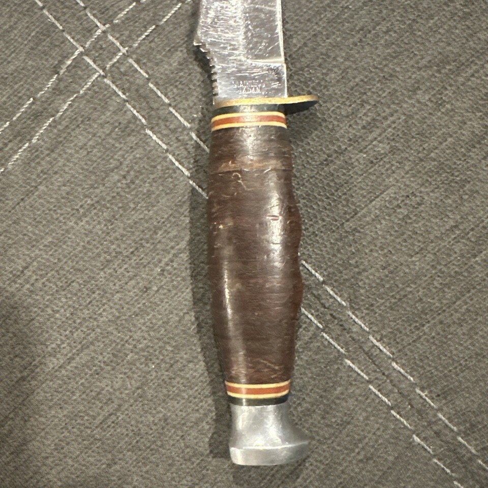 Kabar 1237 Japan Fixed Blade Hunting Knife Finger Groove Stacked ...