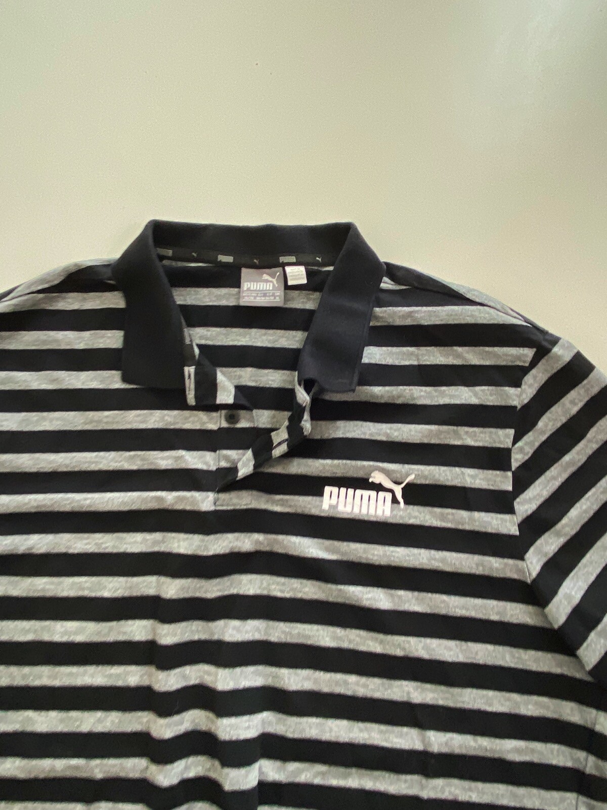 Puma Gray Black Stripe POLO SHIRT XL Extra Large | eBay