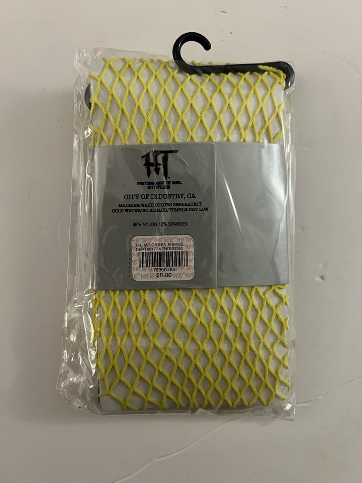 FASHION HOT TOPIC FISHNET FOOTED TIGHTS IN LIME GREEN NEW IN SEALED ...