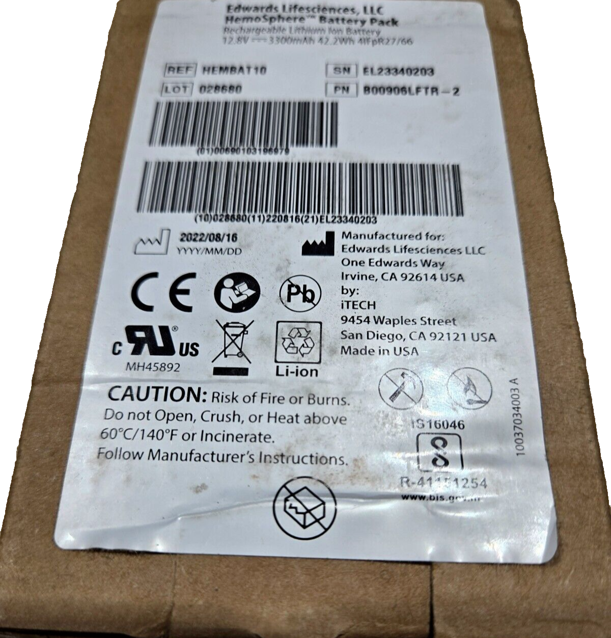 Edwards HemoSphere Battery Pack HEMBAT10 B00906LFTR-2 NEW OEM | eBay