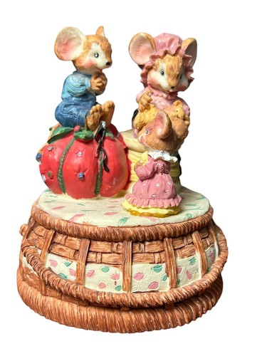 Vintage Three Mouse Mice Music Box Playing "It’s A Small World" Ceramic ...