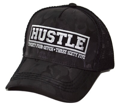 Hustle 24/7 365 Black Camouflage Trucker Style Cap by KB Ethos | eBay