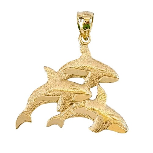 14k Yellow Gold Orca Whale Pendant / Charm, Made in USA | eBay