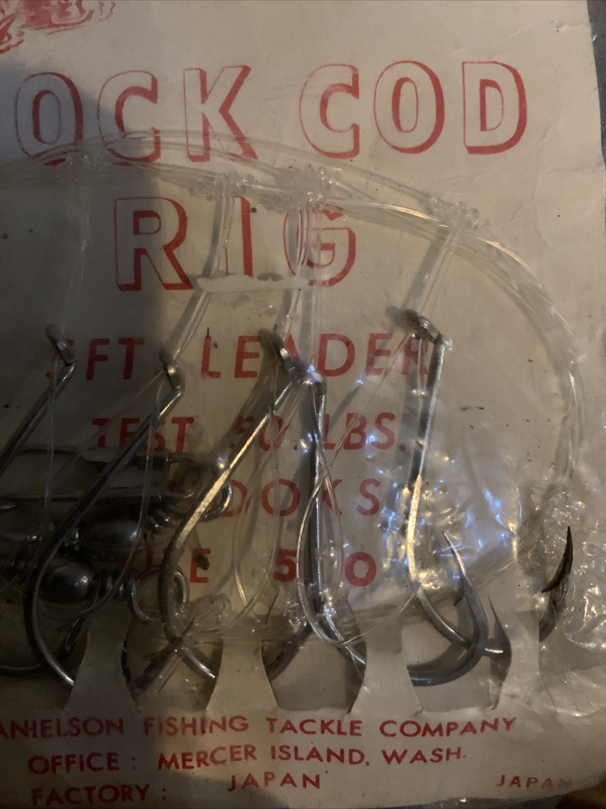 Rock Cod Fishing Rigs 5 Hook 5 FT Leader Size 5/0 Hooks Vintage New ...
