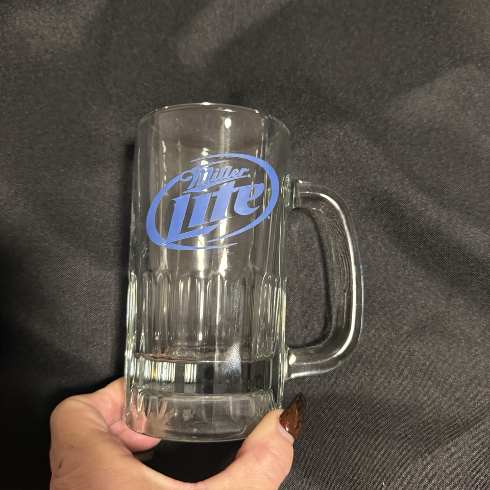 Miller Lite True Pilsner Beer Ribbed Glass 5 5/8" Mug Barware | eBay