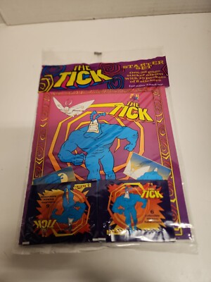 1995 Panini The Tick Starter Set Sticker Album & 10 Packs Of Stickers ...