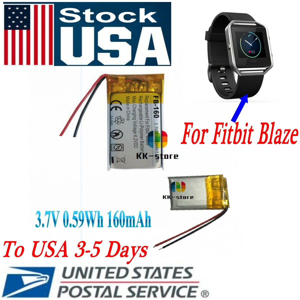 For Fitbit Blaze Smart Fitness Watch 160mAh Rechargeable Battery US ...