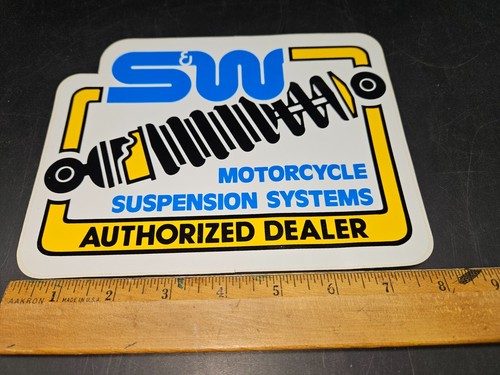Vintage SW MOTORCYCLE SUSPENSION SYSTEMS Authorized Dealer Sticker 6" x ...
