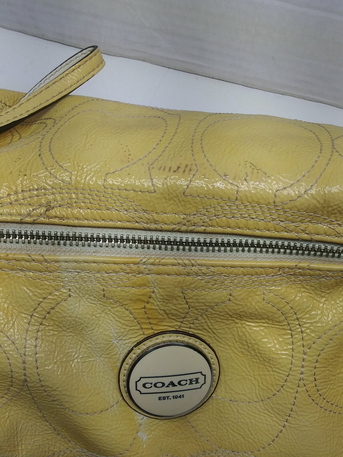 Coach Women Yellow Patent Leather Signature Crinkle… - Gem