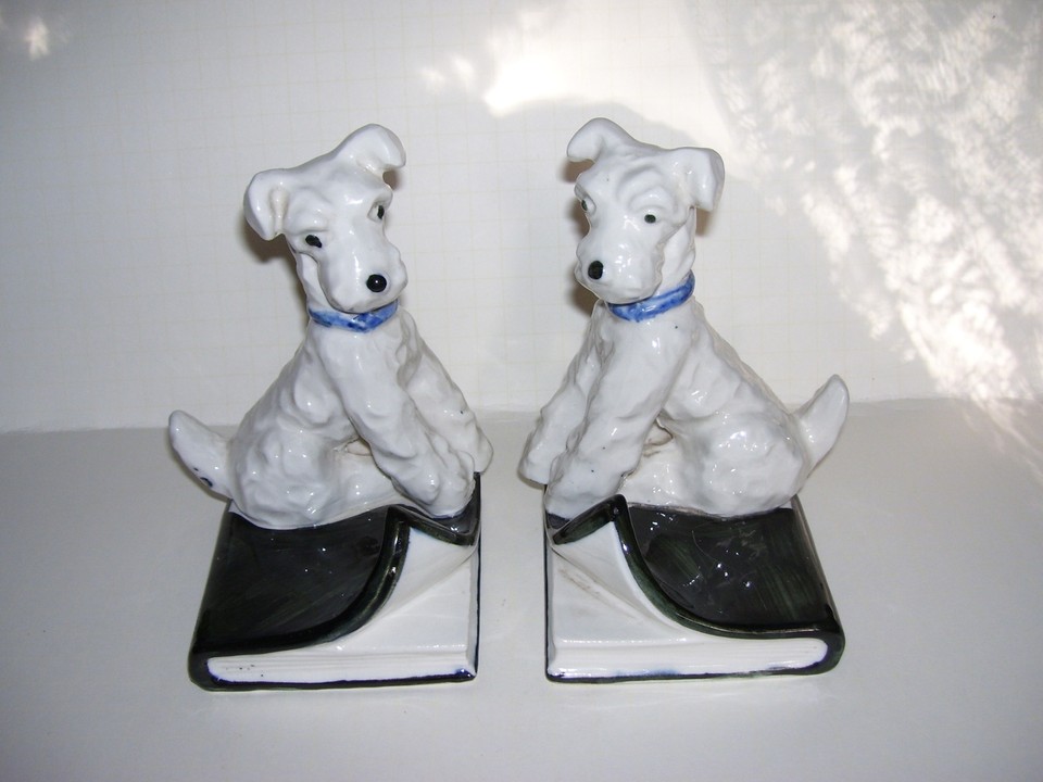 Vintage Ceramic Terrier Dog Bookends - Japan | eBay