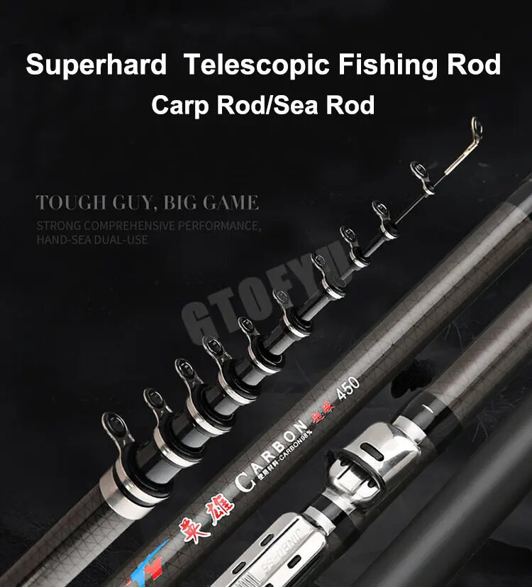 Carbon Telescopic Rock Fishing Rod Ultra Light Rod Lure Carp Fishing ...