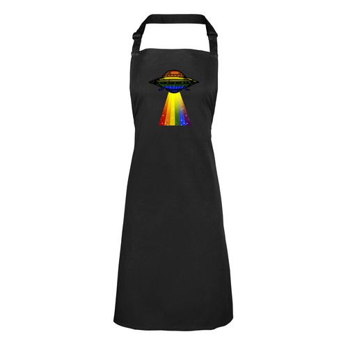 UFO Pride Apron Mens Womens LGBTQ+ Gay Alien Parade Rainbow Cooking BBQ ...