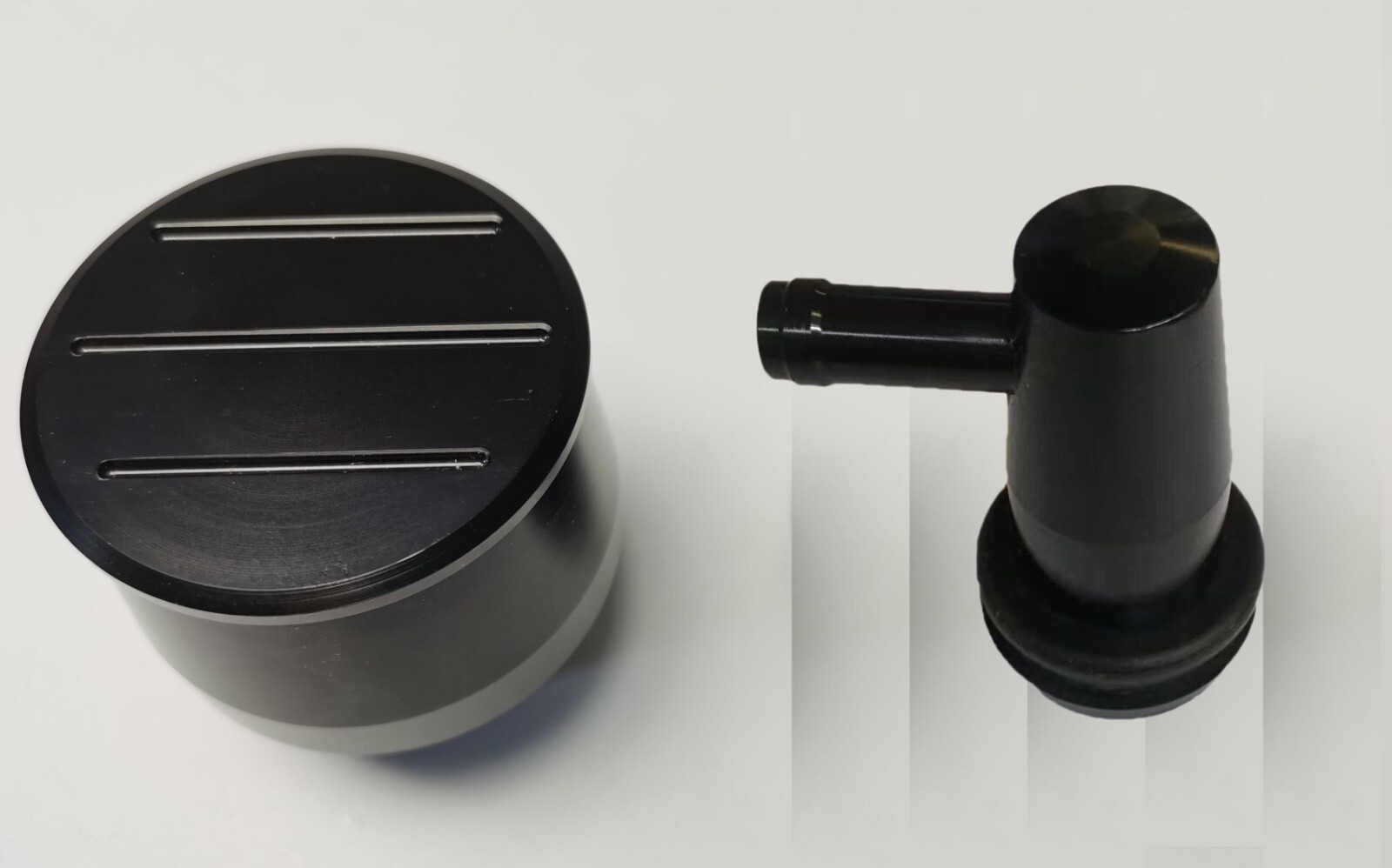 Black Aluminum Finned Valve Cover Breather & Mini PCV Combo Chevy 350 ...